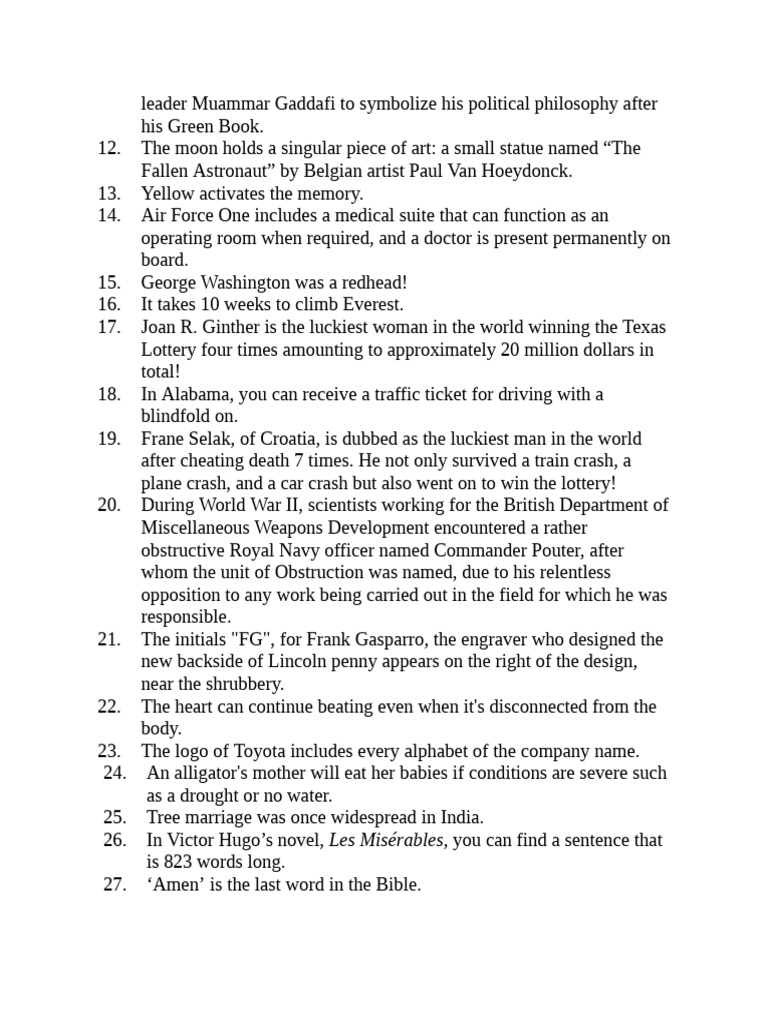Interesting Facts 4 | PDF