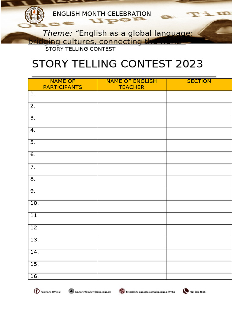 Story Telling Registration Form | PDF