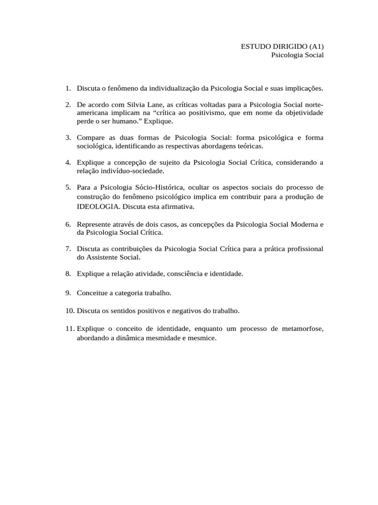 Estudo Dirigido A1 | PDF