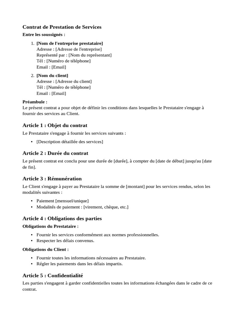 Contrat de Prestation de Services | PDF