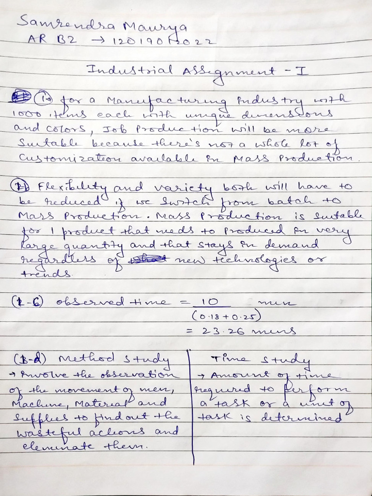 Industrial Assignment 1 | PDF