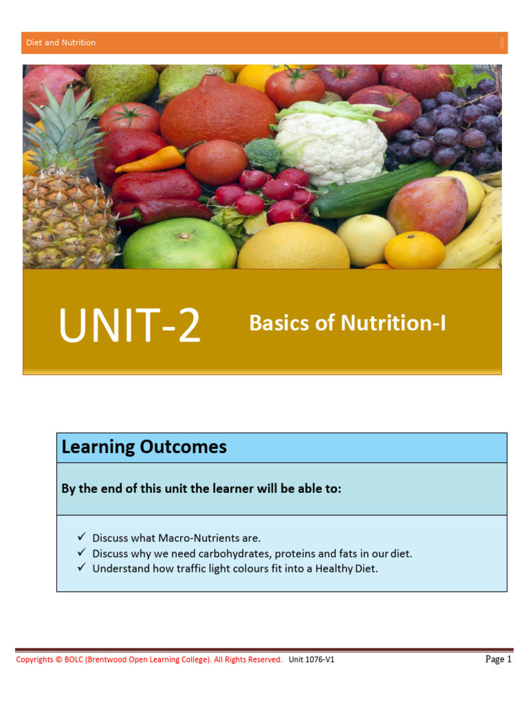 2 Basic of Nutrition-1-UNIT 2 | PDF