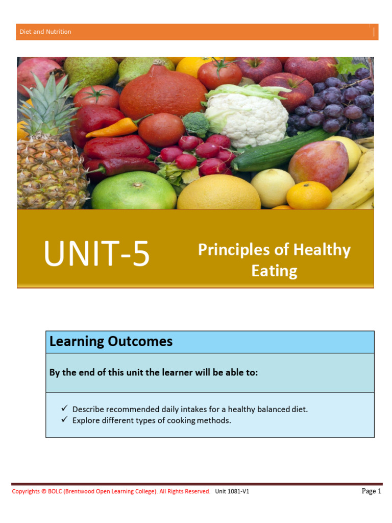 5 Principles of Healthy Eating-UNIT 5 | PDF
