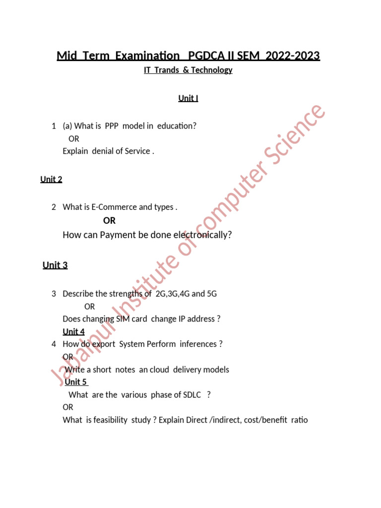 PGDCA II Sem Questation Paper | PDF