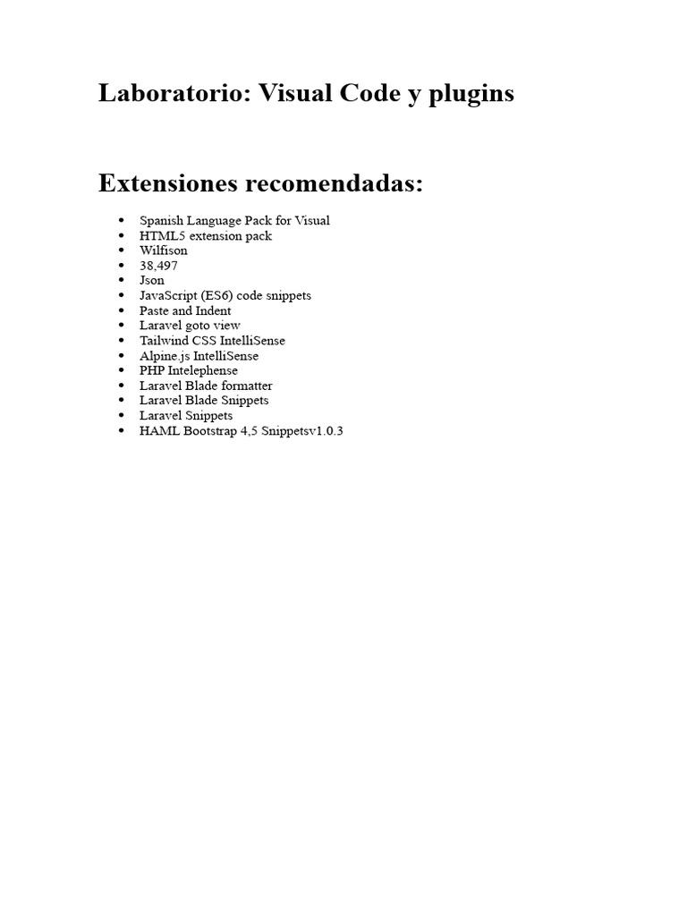 Laboratorio - Extra Visual Code y Plugins - Tagged | PDF