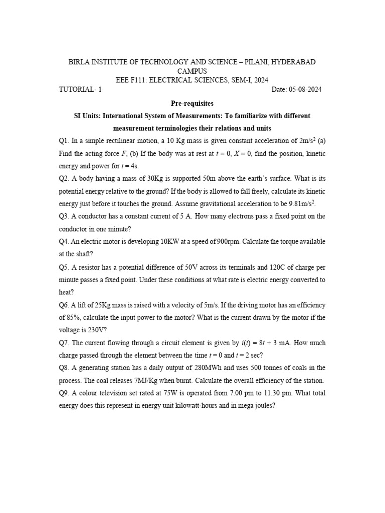 Tutorial 1 Question | PDF