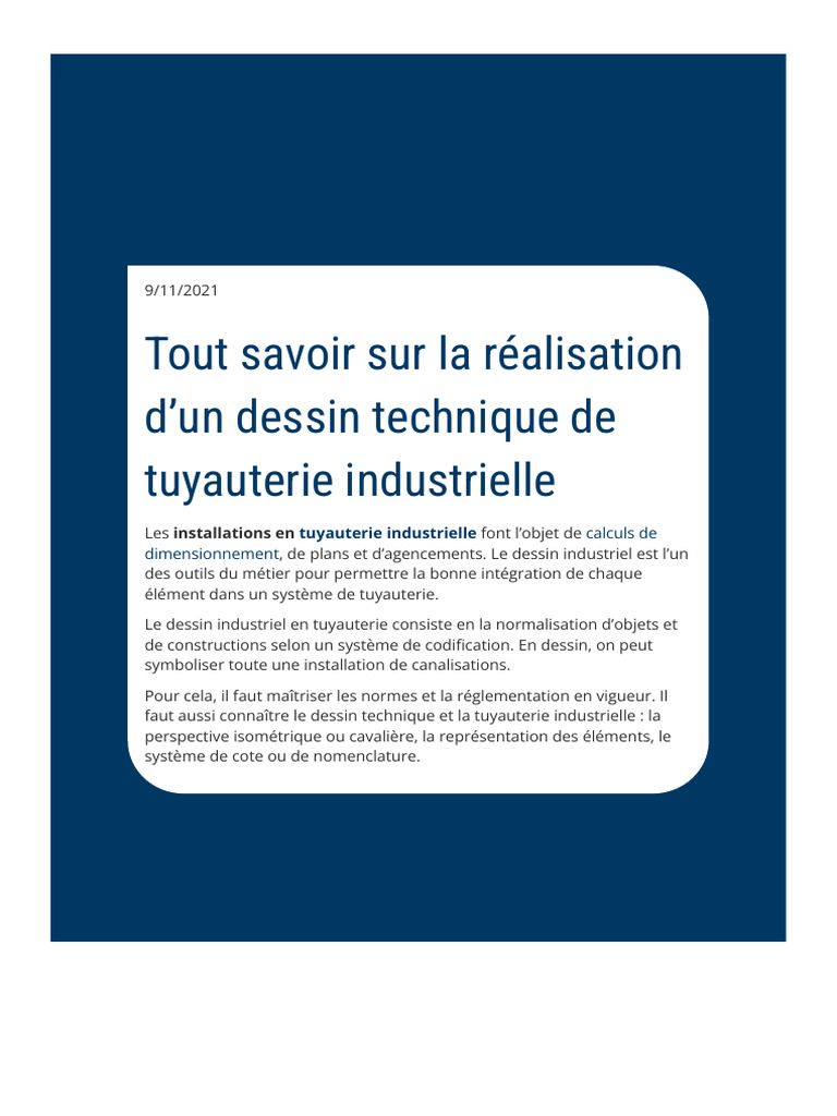 Comment Faire Un Dessin Technique de Tuyauterie Industrielle ? | PDF