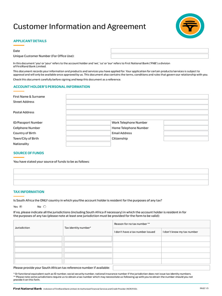 FNBy Next Customer Agreement Form | PDF