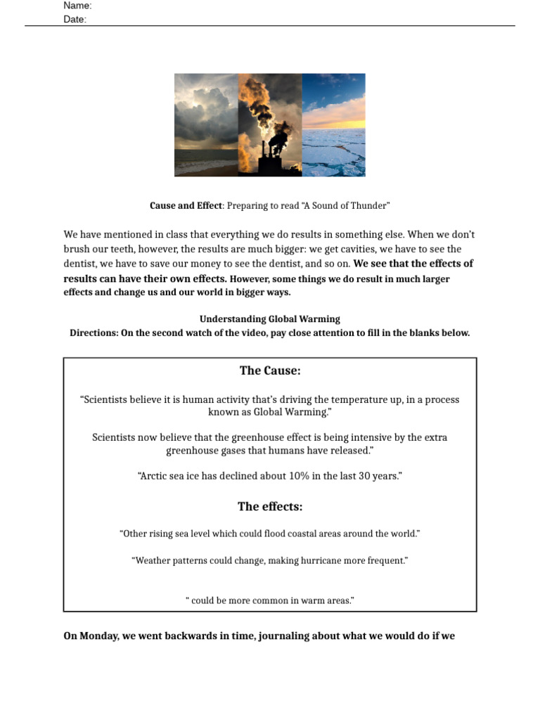 Cause and Effect Preparing To Read A Sound of Thunder | PDF