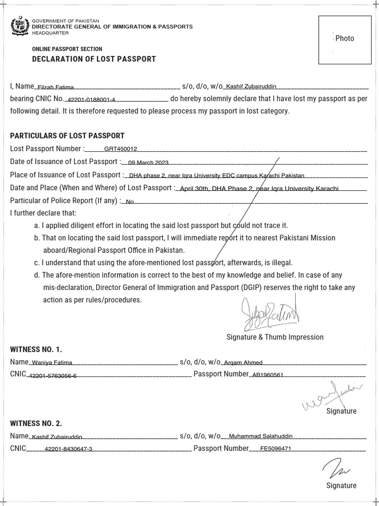 Lost Report Performa | PDF