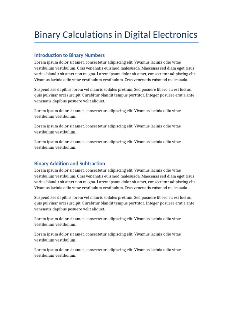 Binary Calculations in Digital Electronics | PDF
