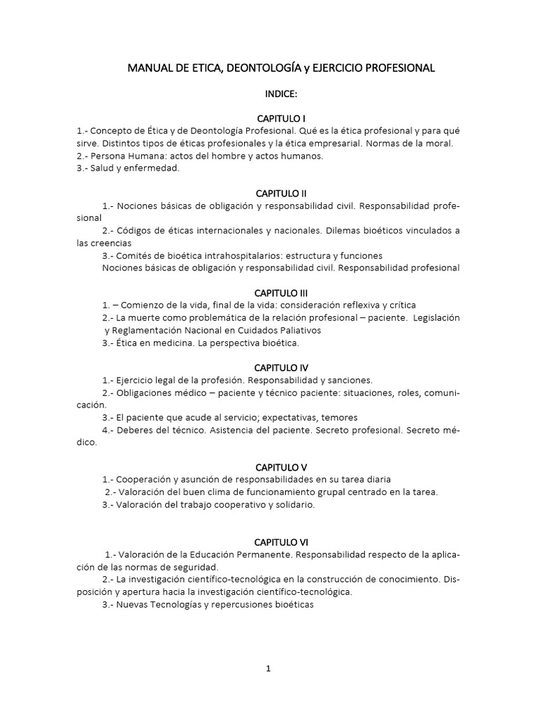 Manual de Etica, 2024 Deontología y Ejercicio Profesional | PDF