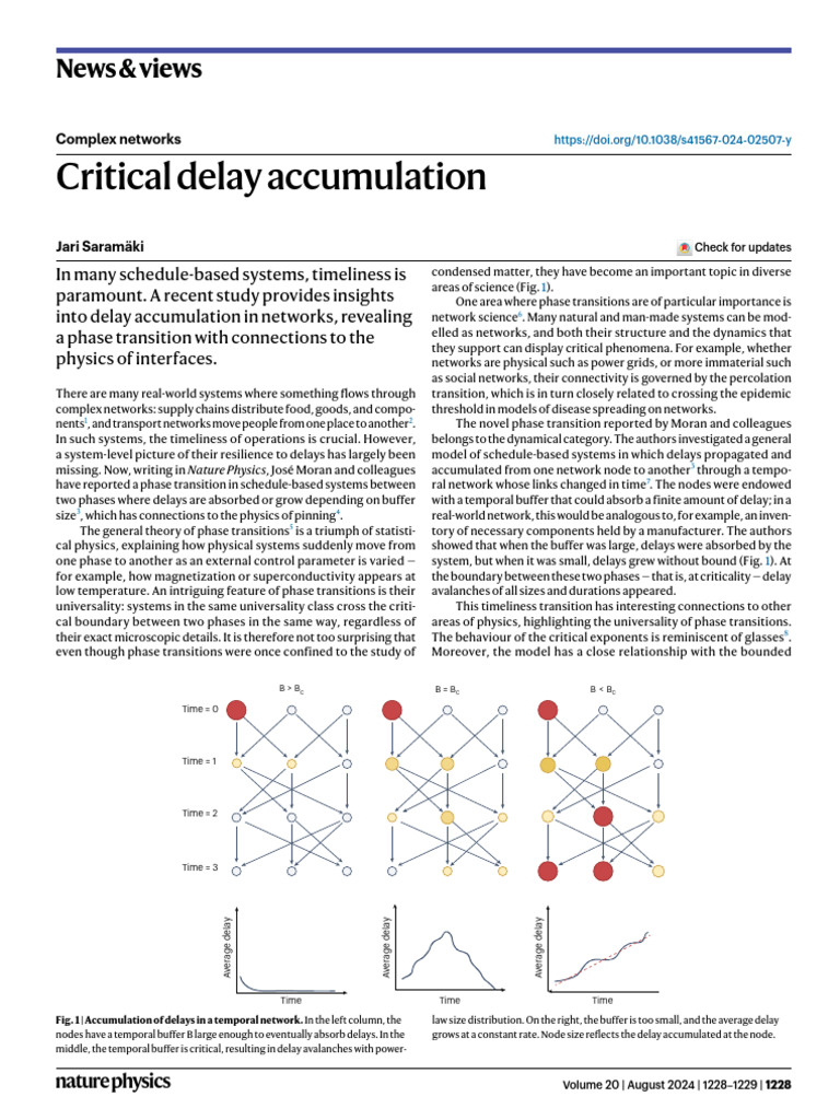 Critical Delay Accumulation | PDF | Phase Transition | Science ...