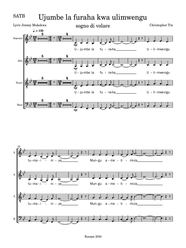 Ujumbe La Furaha Kwa ulimwengu-SATB | PDF