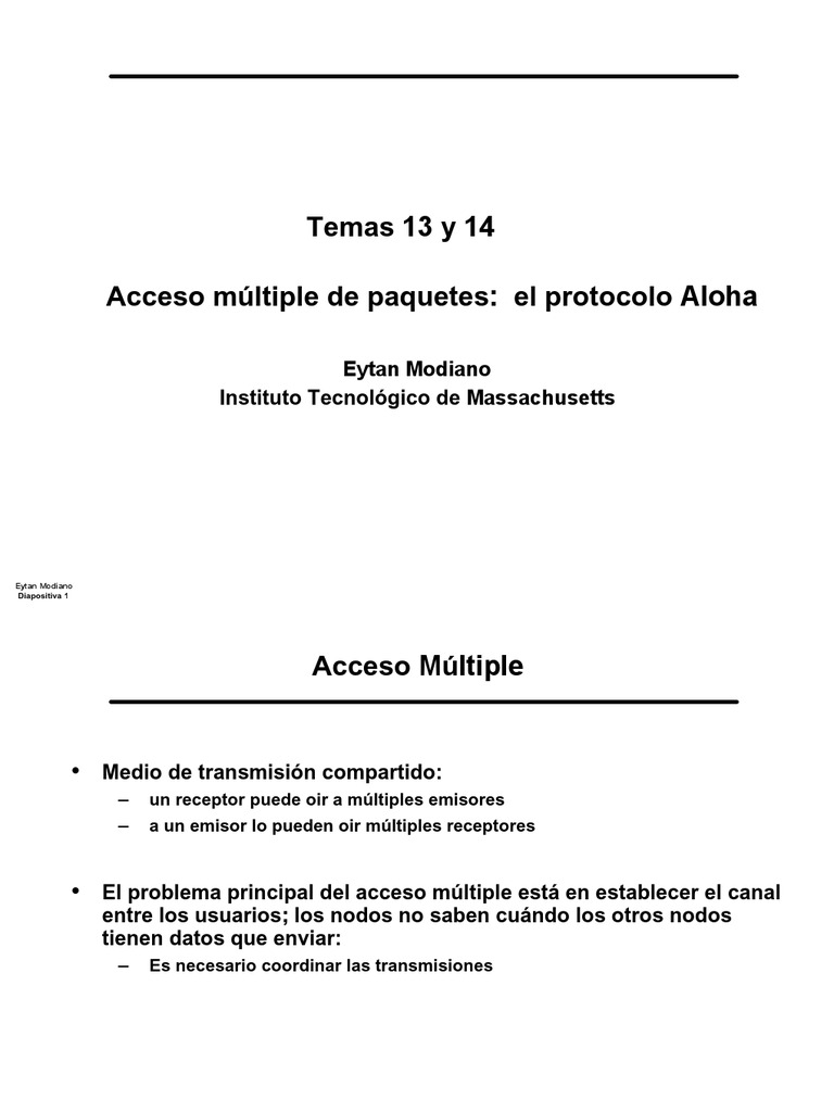 El Protocolo Aloha | PDF | Ingeniería en telecomunicaciones | Inalámbrico