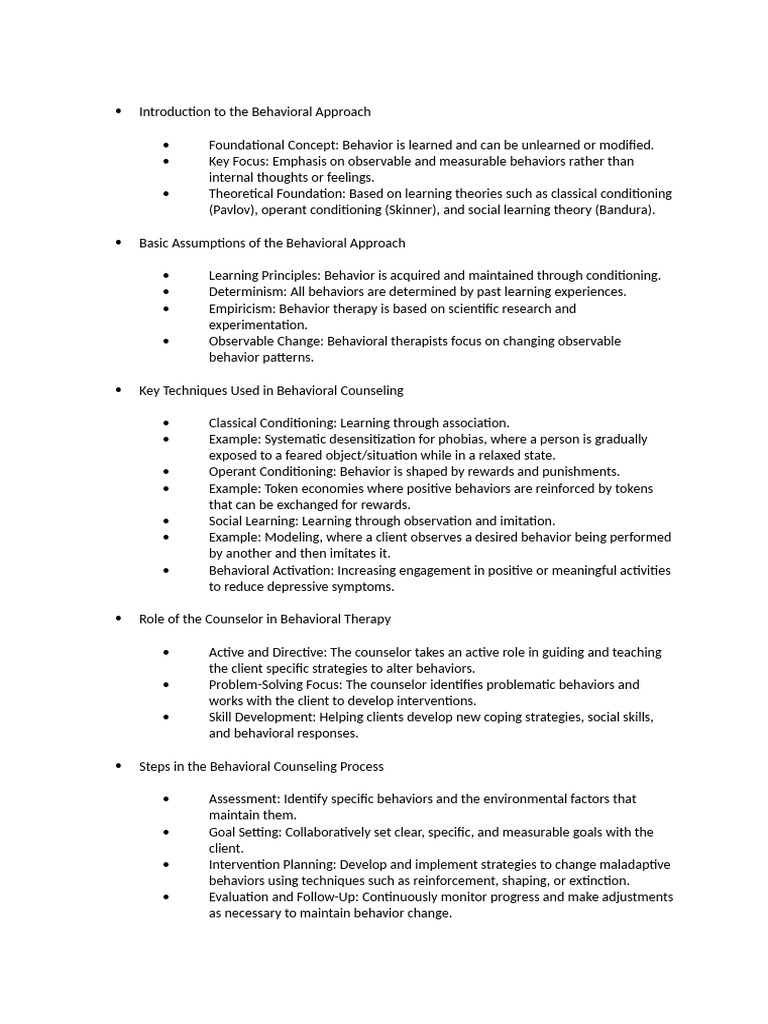 Behavioural Approach | PDF | Behaviour Therapy | Behaviorism