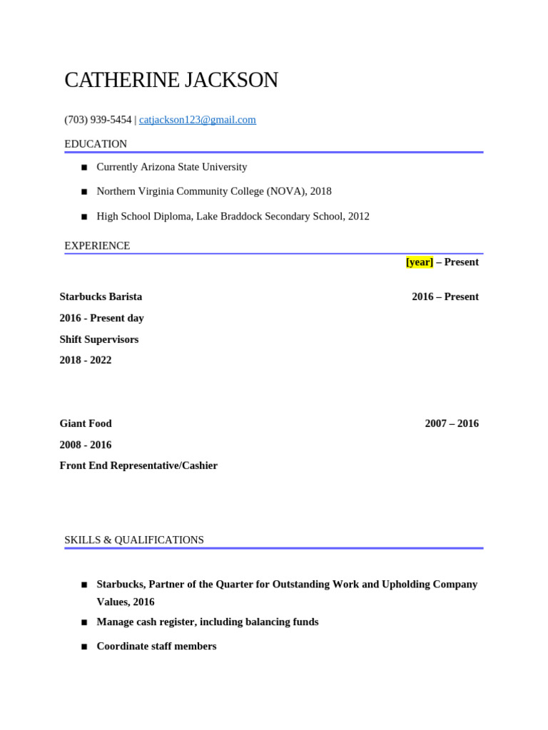 Catherine Jackson Resume | PDF