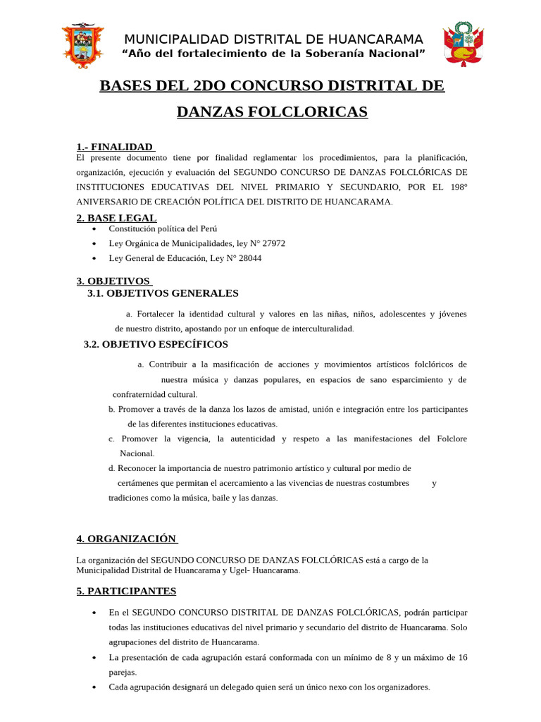 Bases para El Concurso de Danzas | PDF