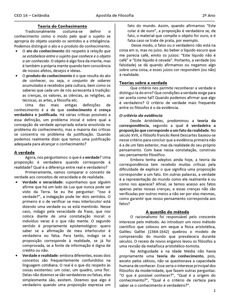 Apostila - Filosofia 2o Ano - 2o Sem | PDF