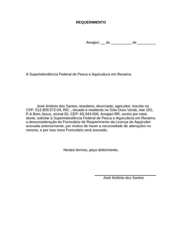 Modelo de Requerimento | PDF