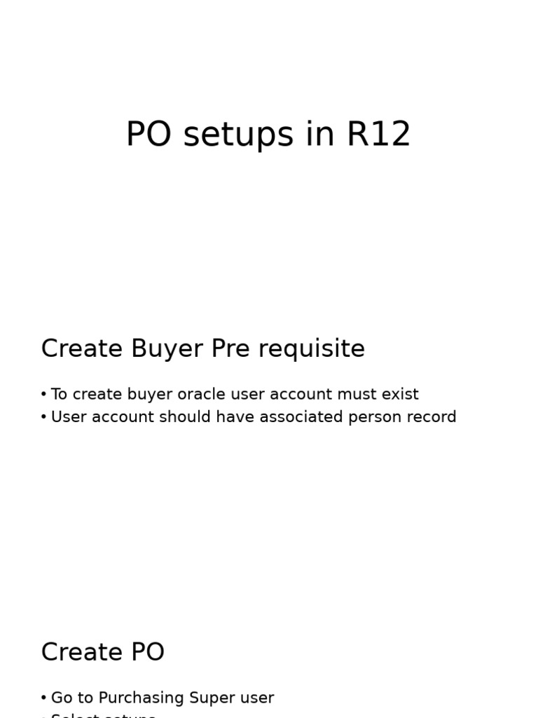 PO Setups in R12 | PDF