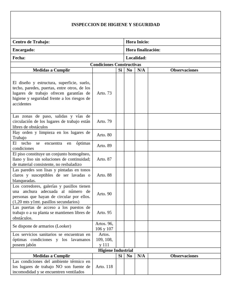 Formato Inspeccion Inspeccion Instalaciones | PDF