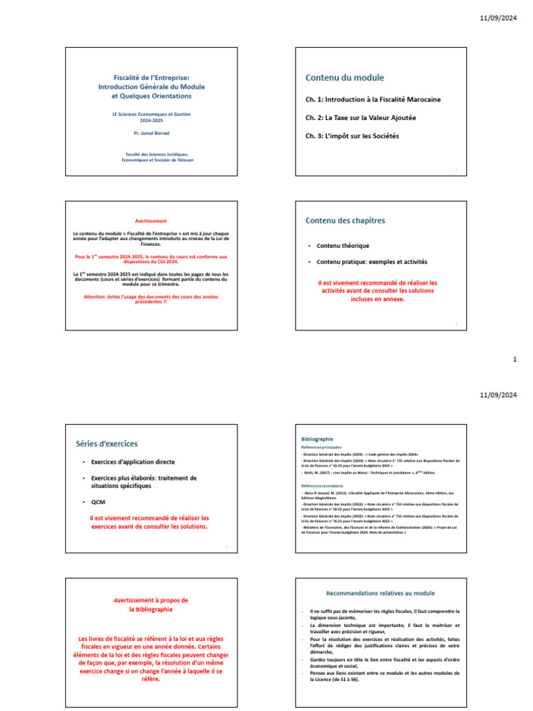 A Propos Du Module Fiscalité - 24-25 | PDF