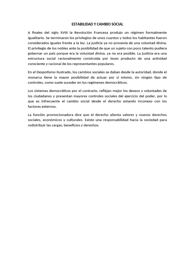 La Estabilidad y El Cambio Social | PDF
