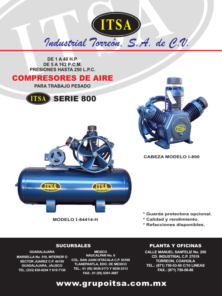 Itsa Tabla de Rendimientos Compresor I-800 | PDF