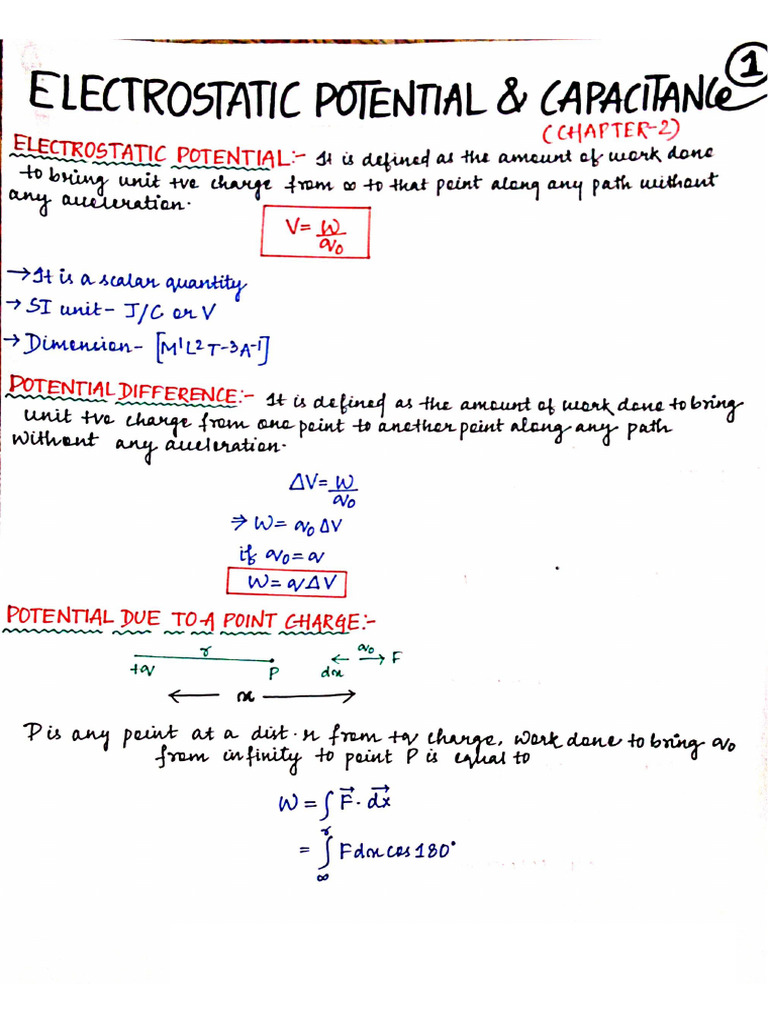 Electrostatic Potential and Capacitance | PDF