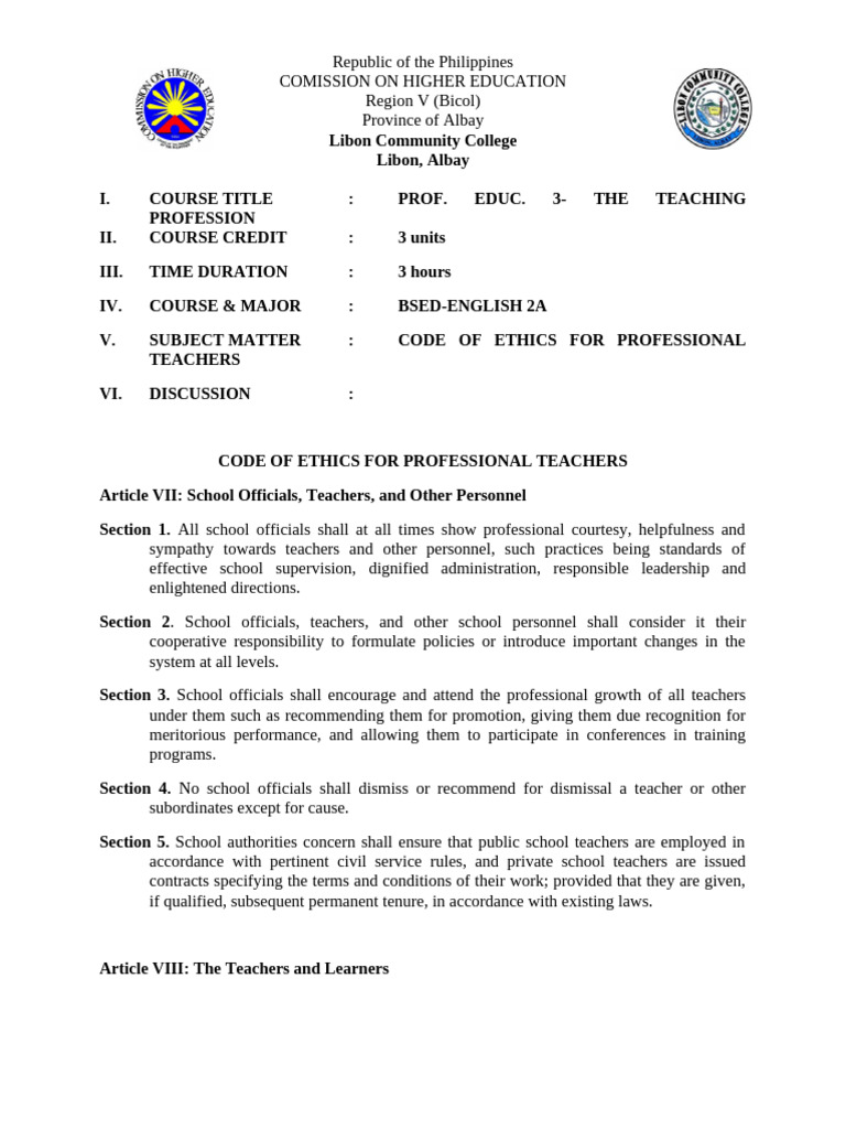 Code of Ethics | PDF