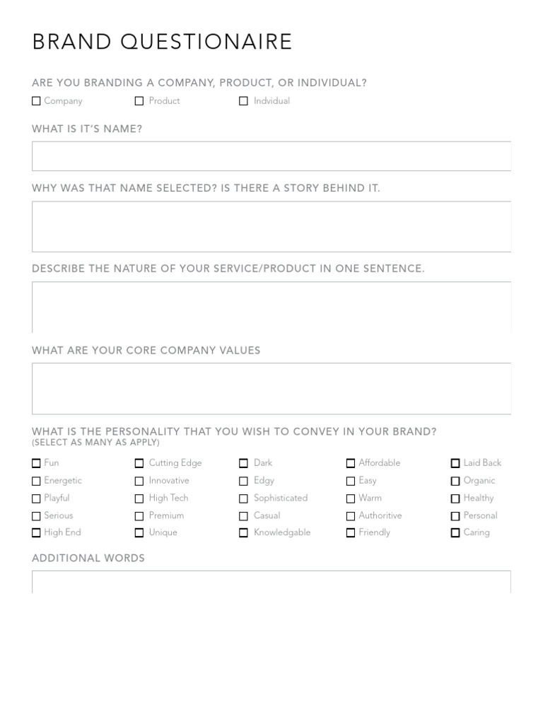 Assignment 4 Brand Questionaire | PDF
