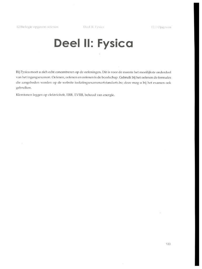 Toelatingsproef Arts en Tandarts DEEL 2 FYSICA | PDF