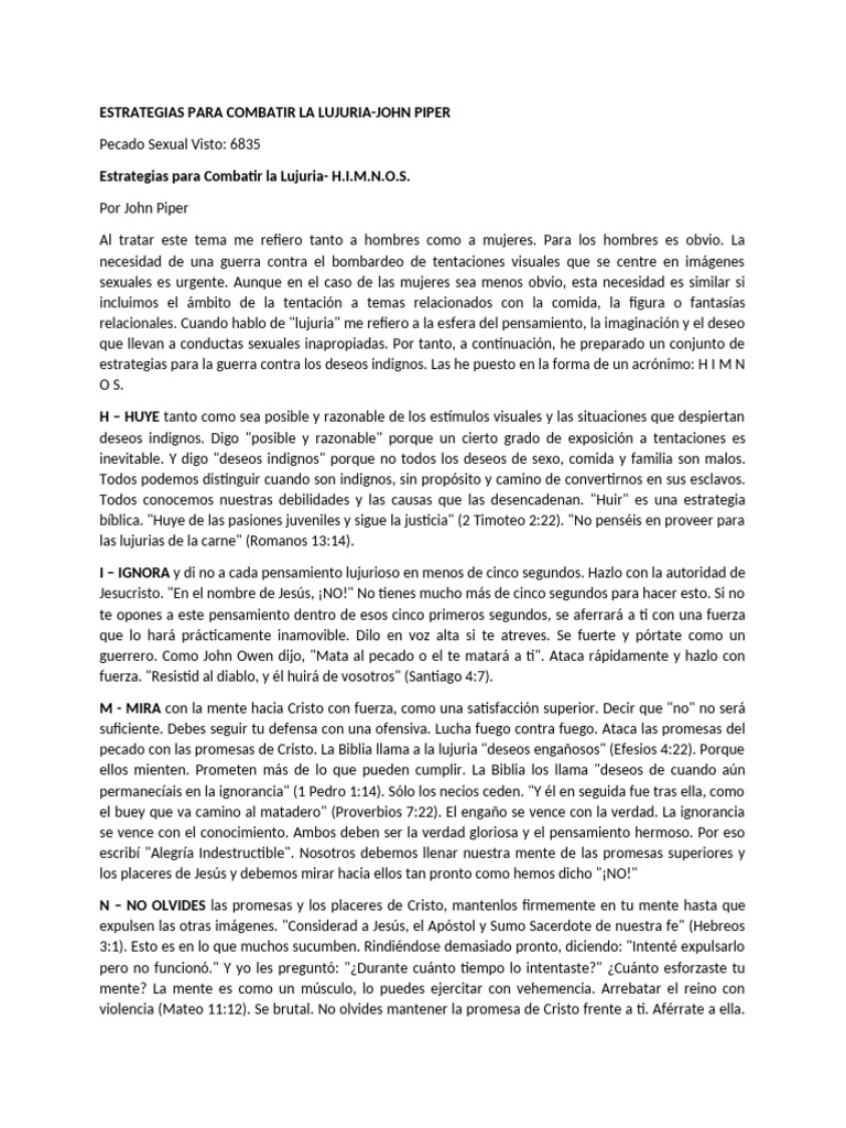 Estrategias contra la Lujuria | PDF | Cristo (título) | Lujuria