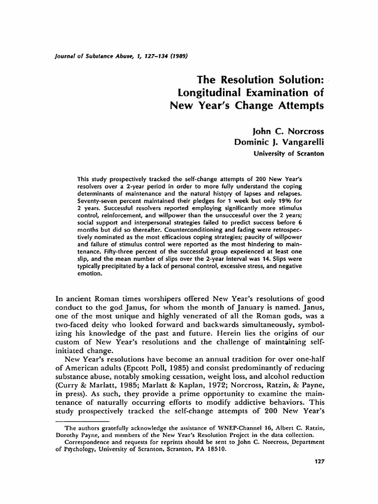 The Resolution Solution Longitudinal Examination of New Year's Change ...