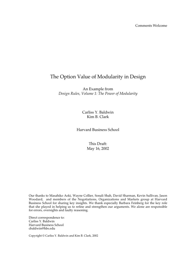 The Option Value of Modularity in Design | PDF