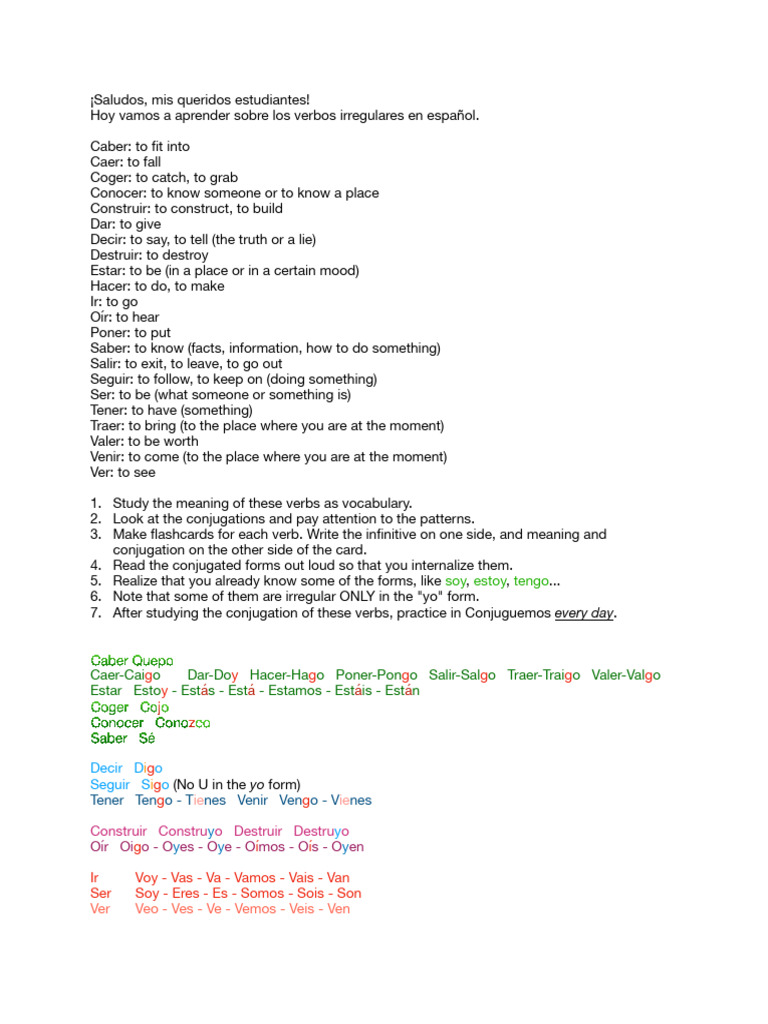 Spanish 1 Day 2 | PDF