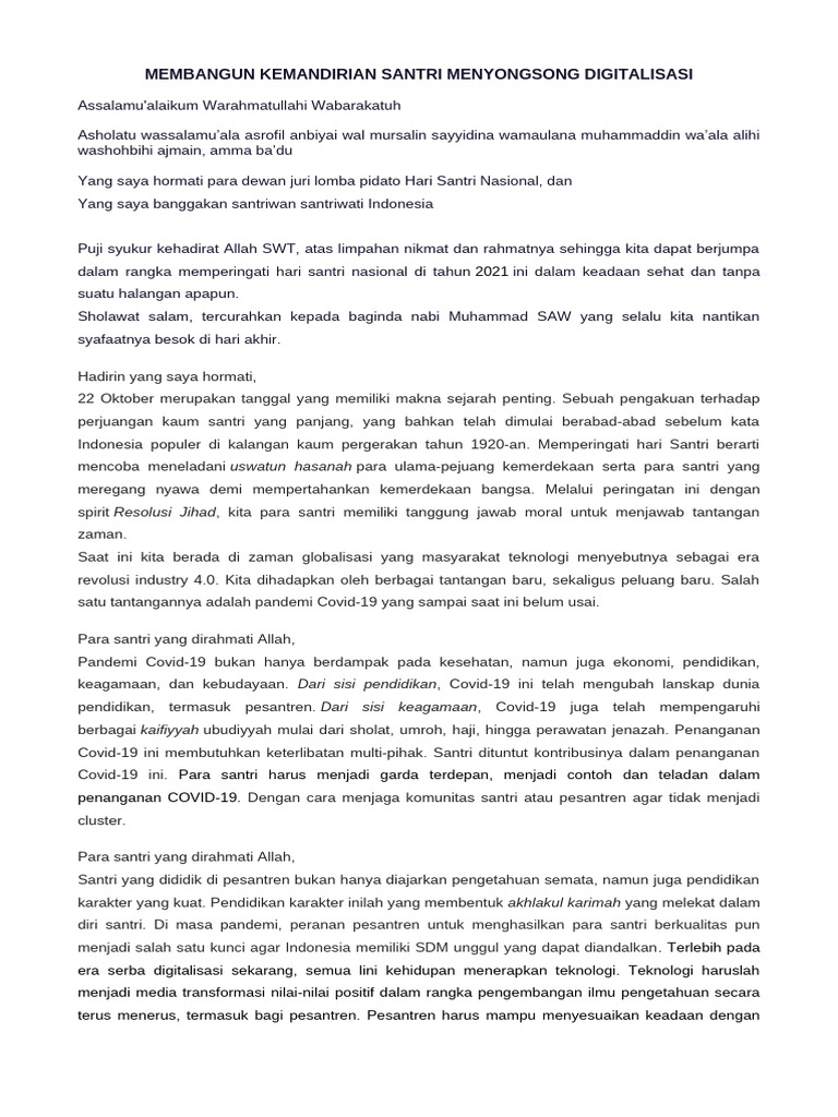 Teks Pidato HSN | PDF