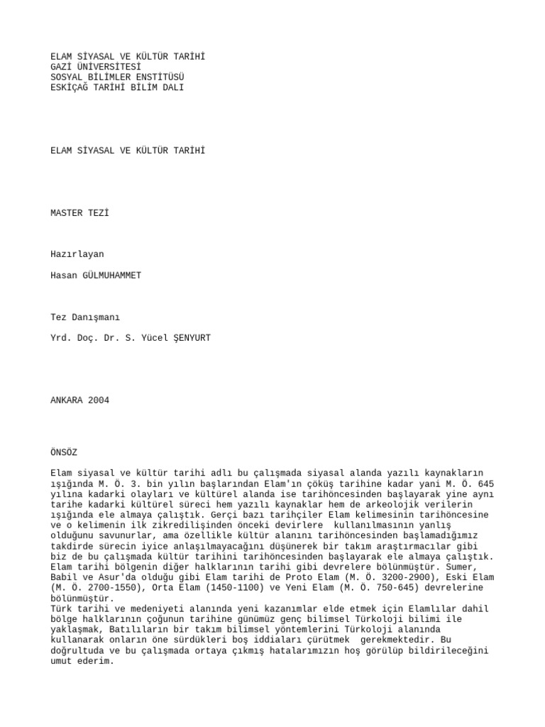 Elam Tari̇hi̇ | PDF