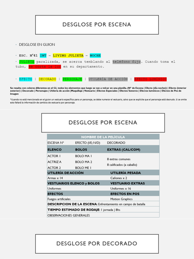 Desglose de Guion ModeloPlanilla | PDF