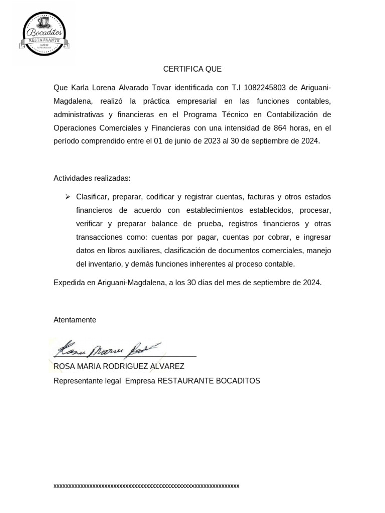 Modelo de Carta de Certificación | PDF