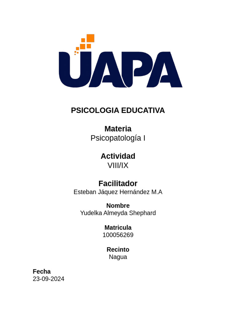 Tema 8 y 9 Psicopatologia 1 Yude | PDF