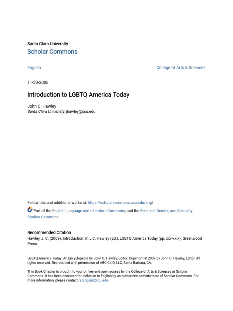 Introduction To LGBTQ America Today | PDF