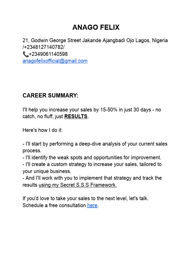 Anago Felix's CV-2 | PDF