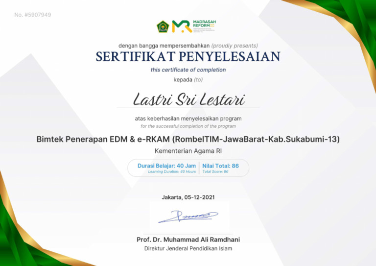 Sertifikat-Sekolahmu Lastri | PDF
