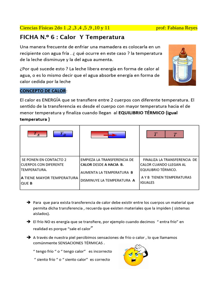 Ficha 6 Calor Y Temperatura PDF | PDF