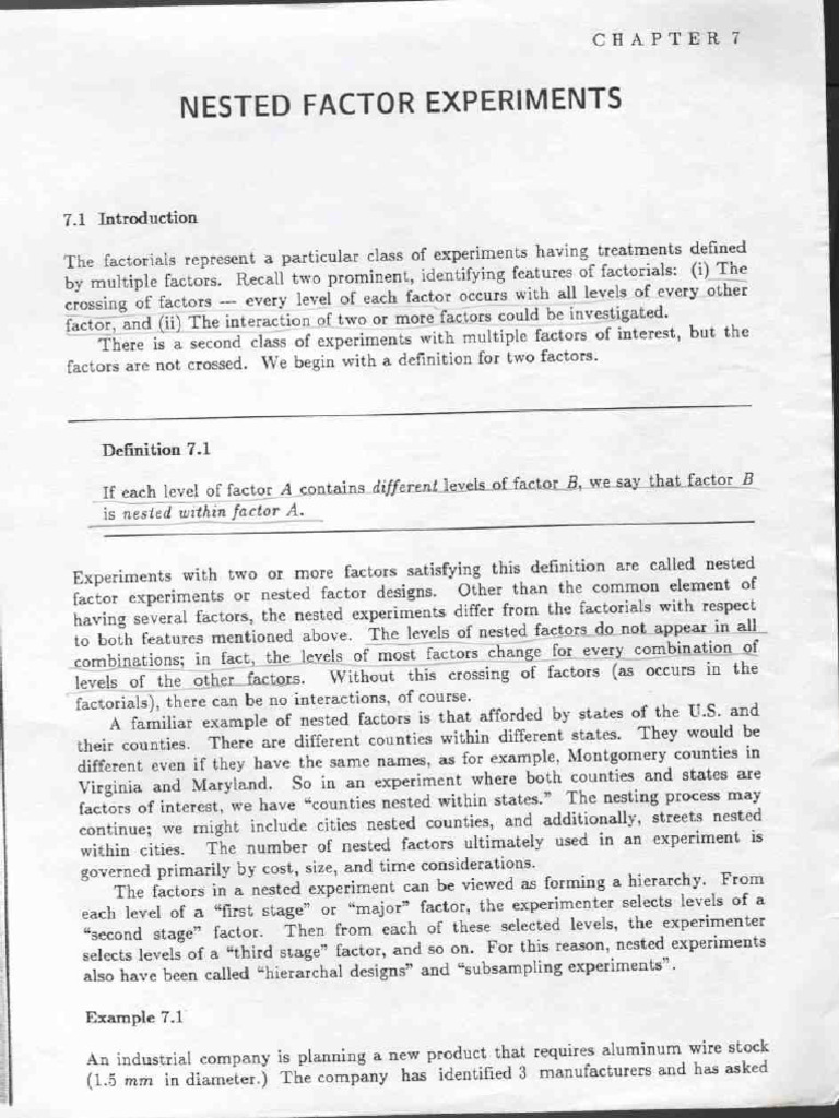 6) Nested Factor Experiments | PDF