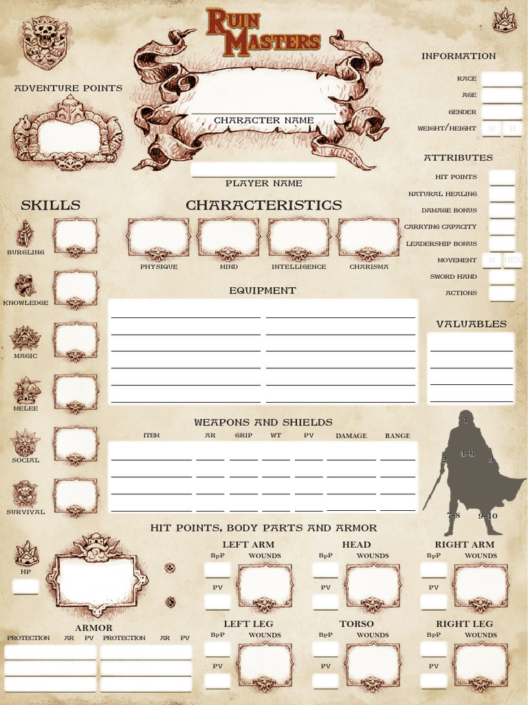 RuinMasters Character Sheet | PDF | Role Playing Games | Role Playing ...