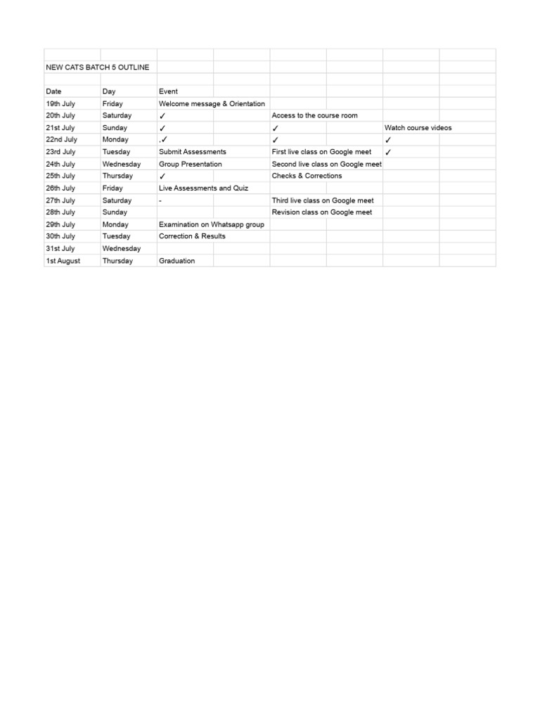 New Cats Batch 6 Time-Table | PDF New Cats Batch 6 Time-Table | PDF