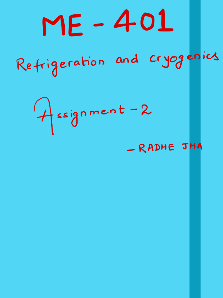 Refrigeration: Assignment | PDF